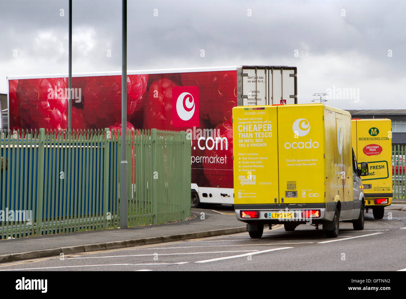 Ocado supermarket delivery store vehicles, Liverpool, Merseyside, UK ...