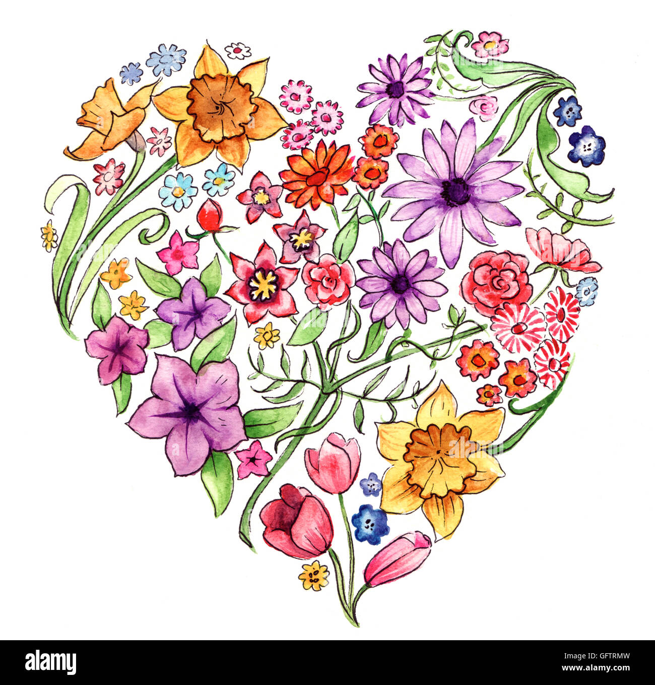 Heart with floral hi-res stock photography and images - Alamy