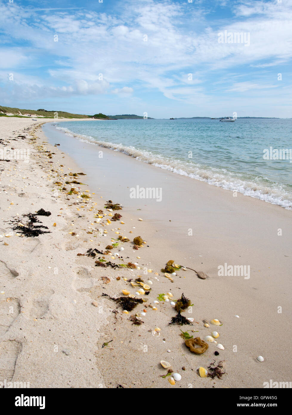 Appletree bay beach shell line, Tresco Isles of Scilly, Cornwall ...