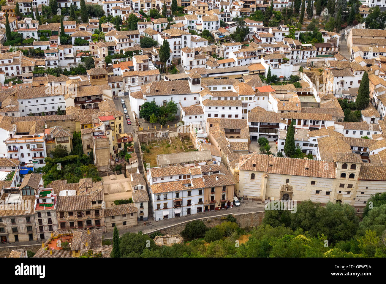 Albayzin (Albaicin) moorish quarter from Alcazaba tower Alhambra ...