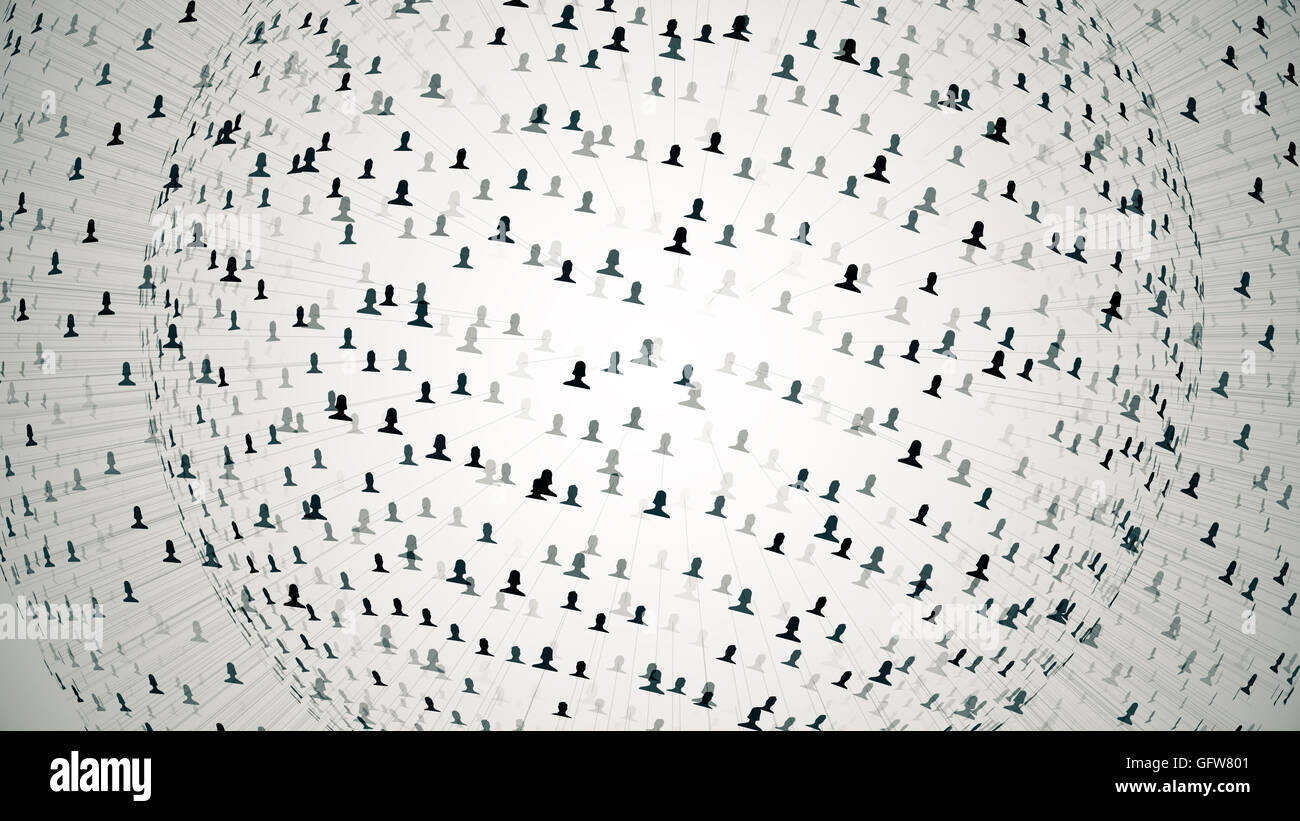 connected avatars of men and women, illustration of network for ...