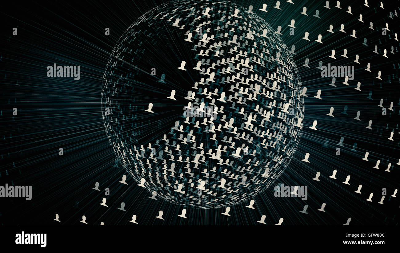 growing connections between of men and women, illustration of network ...