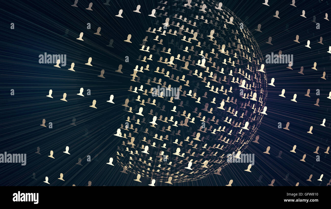 growing connections between of men and women, illustration of network ...