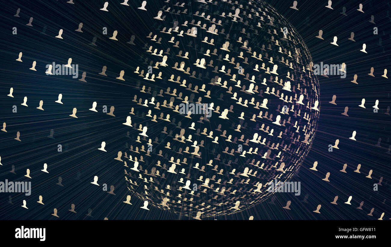 connected avatars of men and women, illustration of network for ...