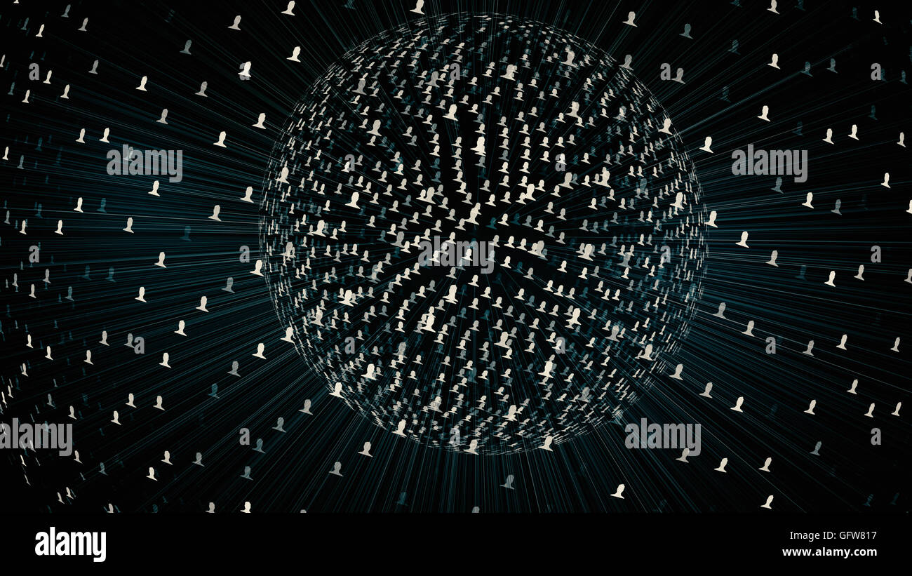 connected avatars of men and women, illustration of network for ...