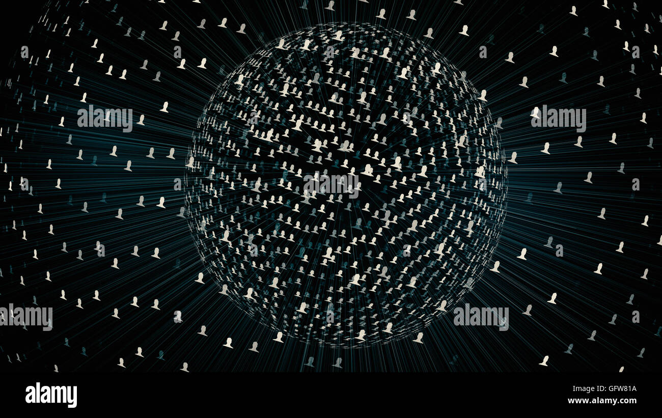 connected avatars of men and women, illustration of network for ...