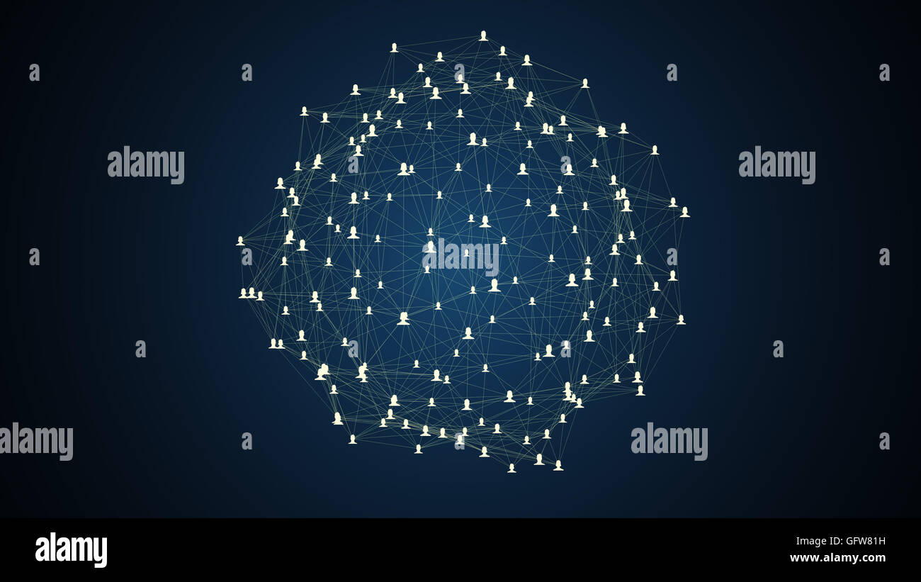 connected avatars of men and women, illustration of network for ...
