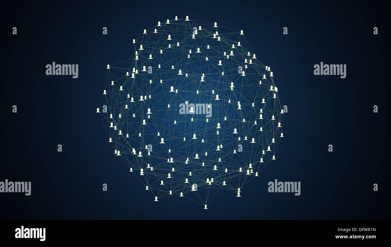 connected avatars of men and women, illustration of network for ...