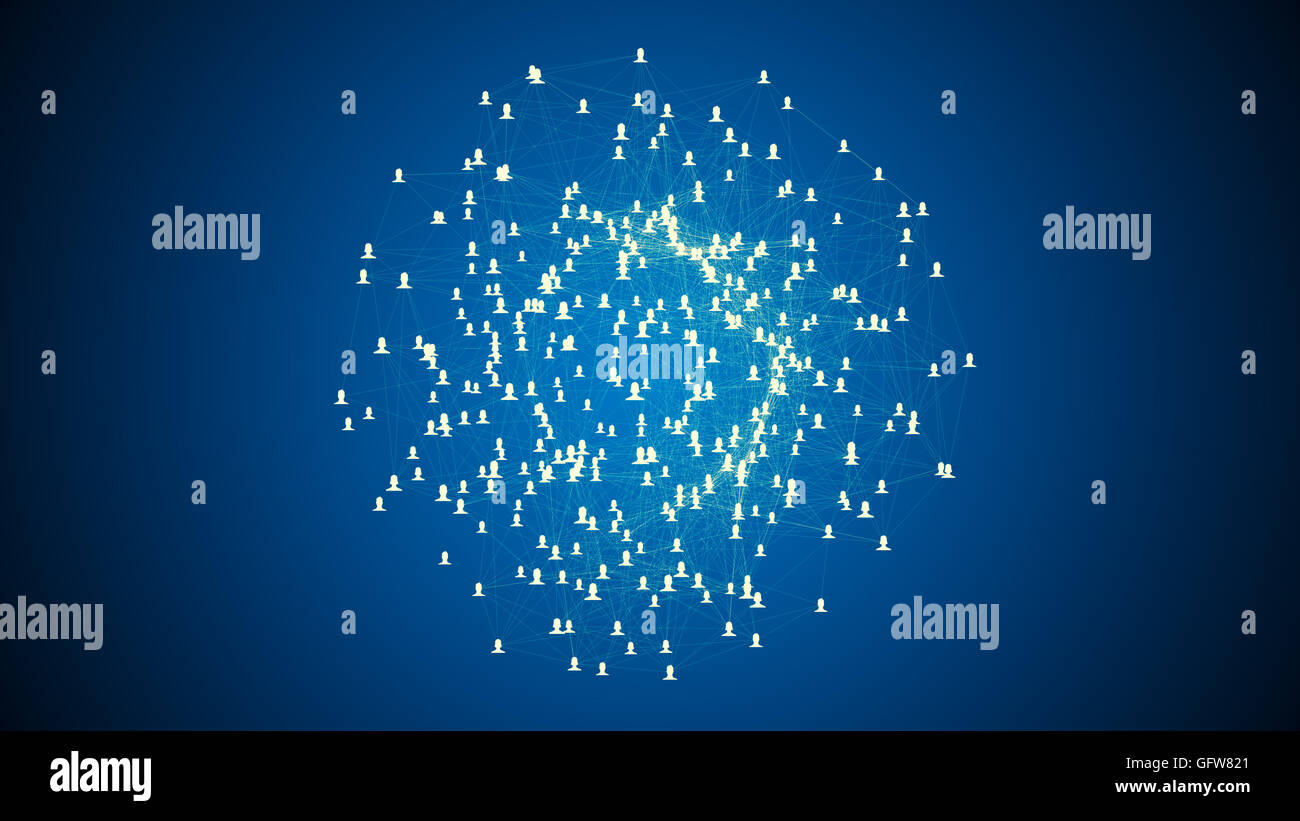 connected avatars of men and women, illustration of network for ...