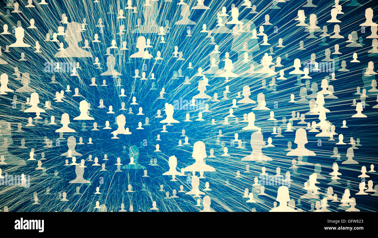 connected avatars of men and women, illustration of network for ...