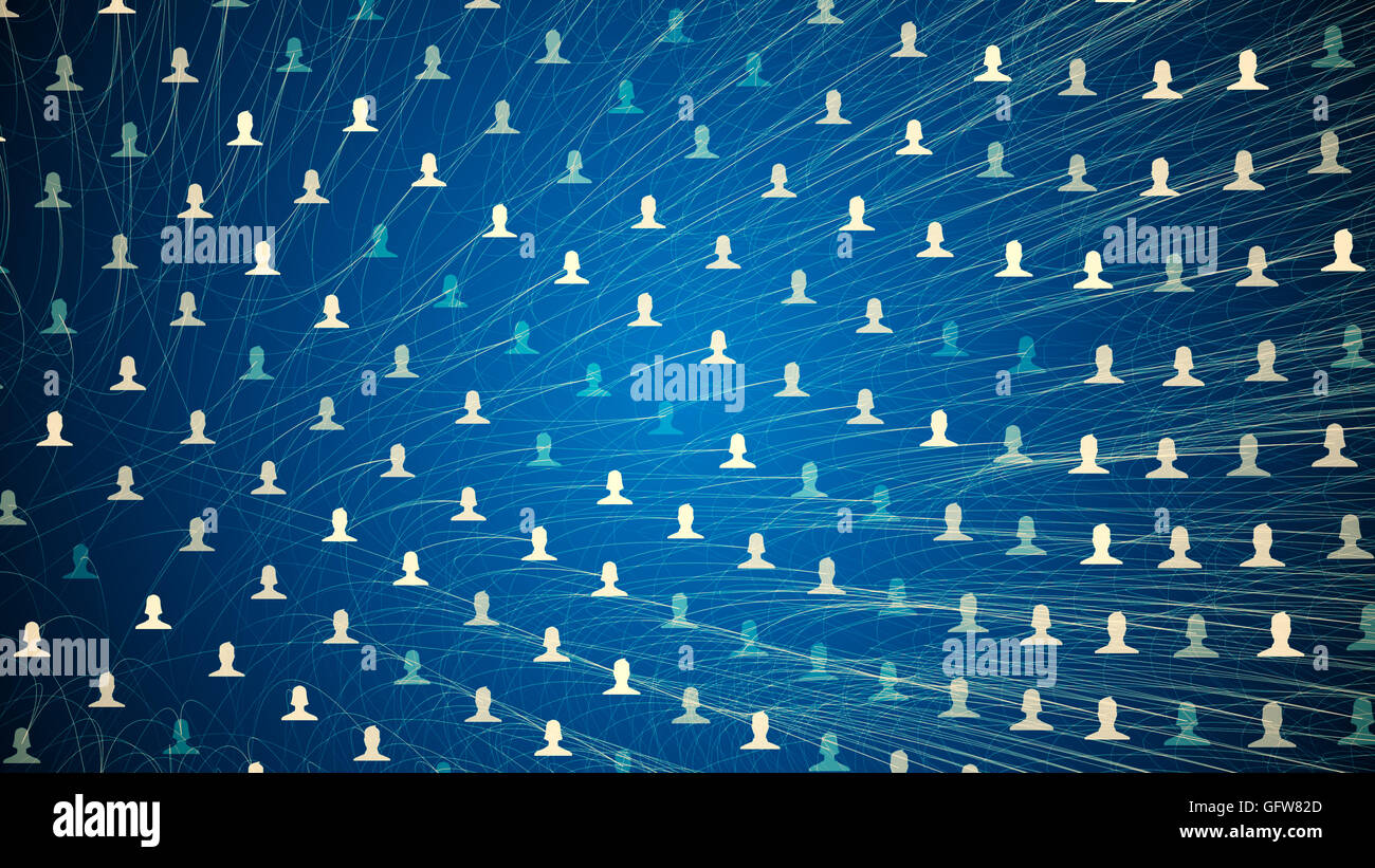 connected avatars of men and women, illustration of network for ...