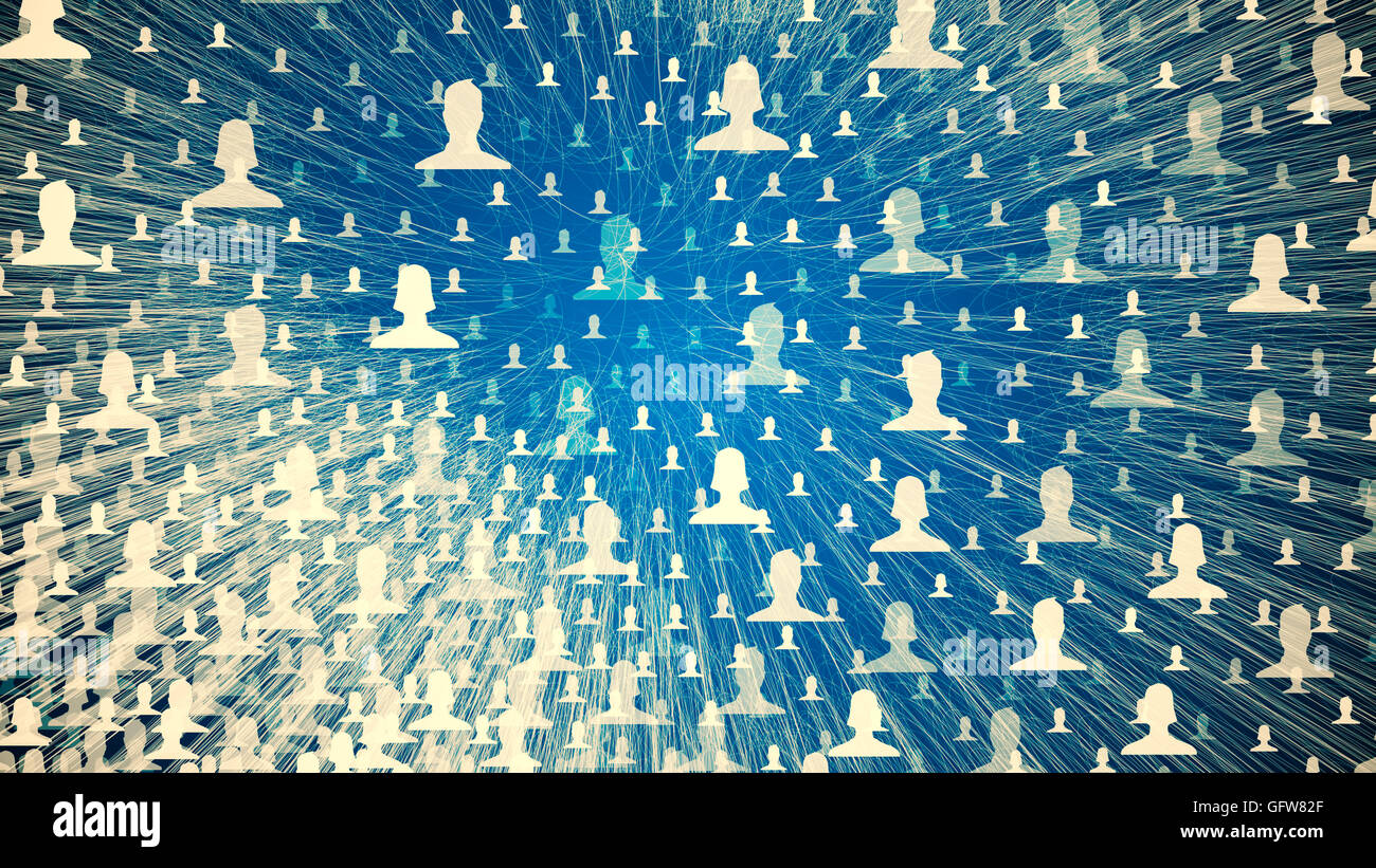 connected avatars of men and women, illustration of network for ...