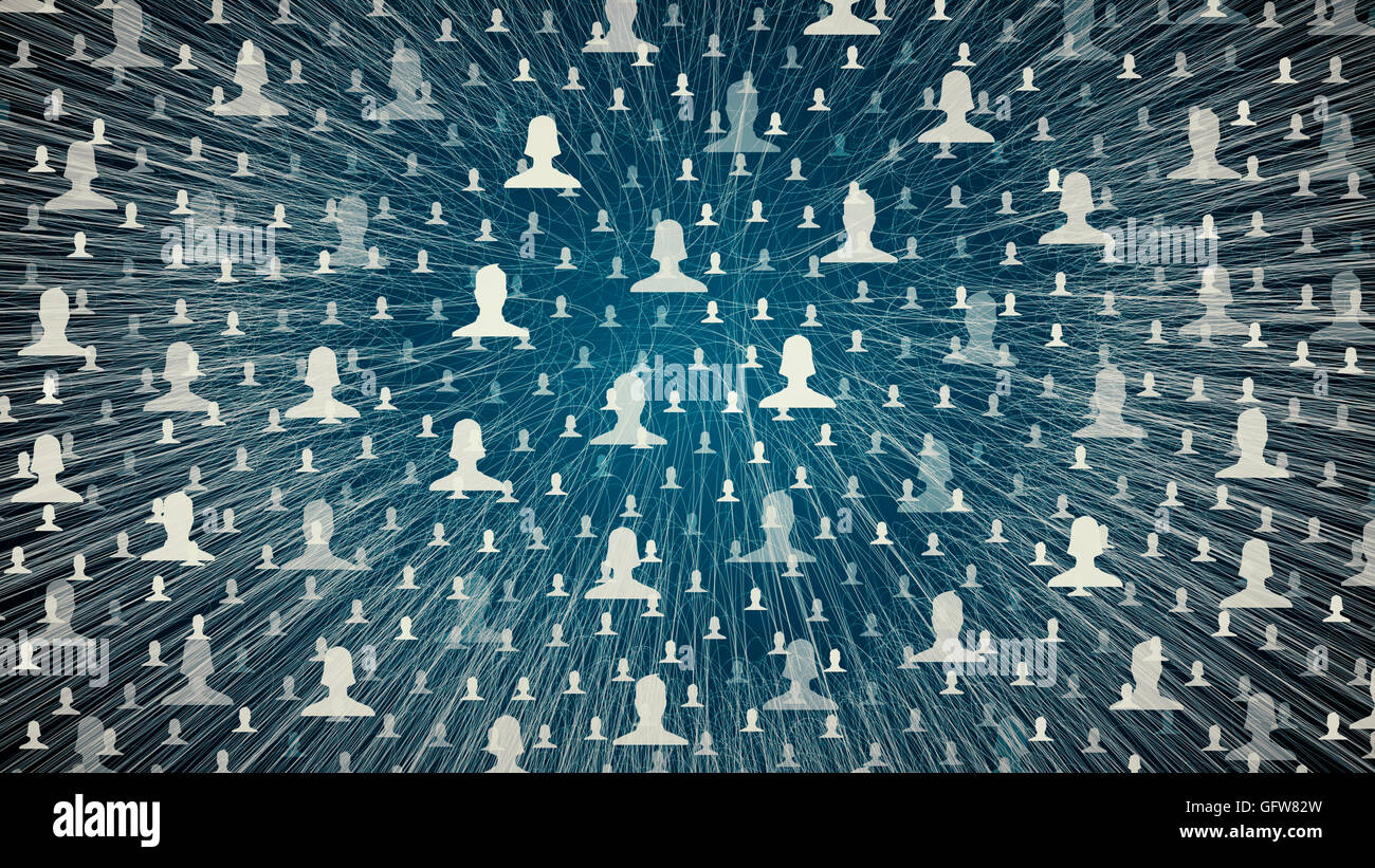 connected avatars of men and women, illustration of network for ...