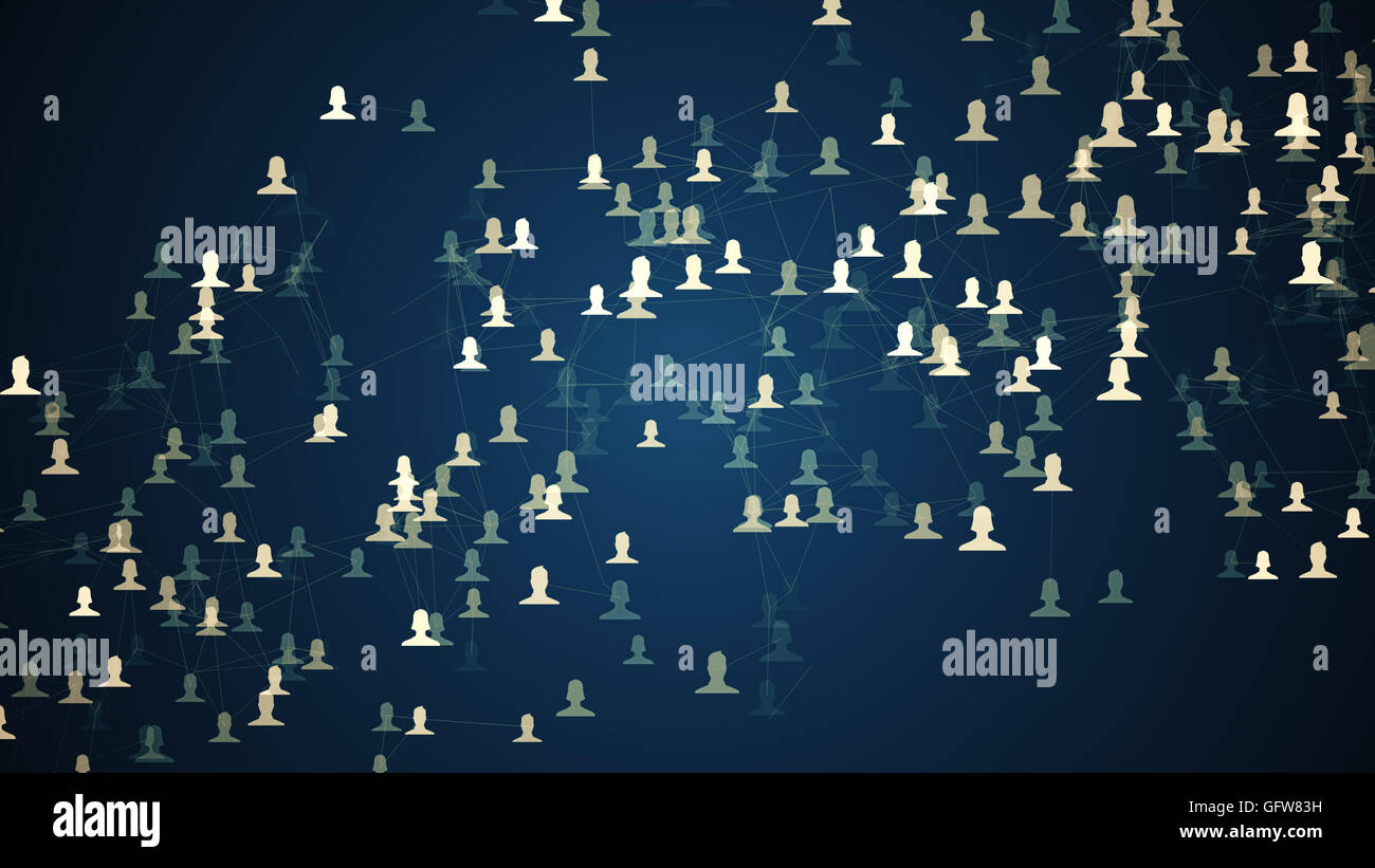 connected avatars of men and women, illustration of network for ...