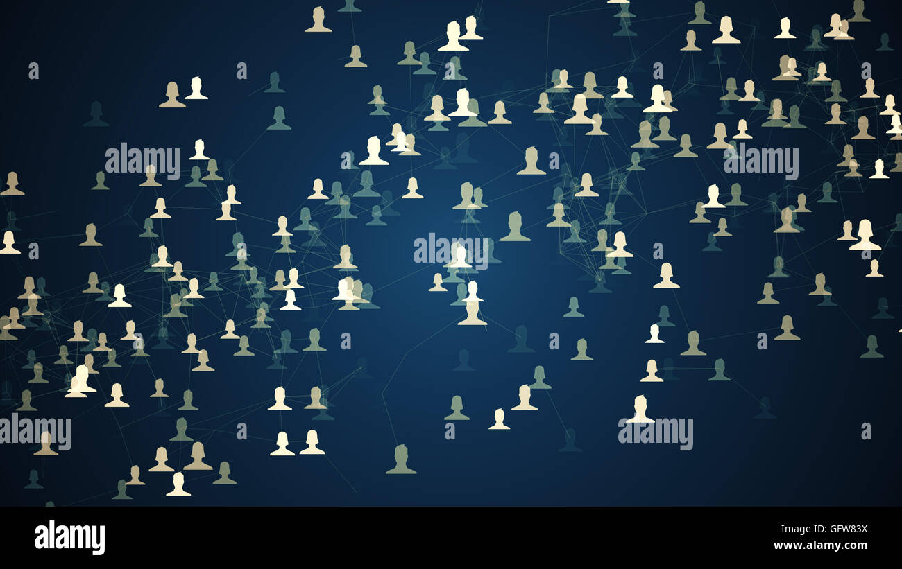 connected avatars of men and women, illustration of network for ...