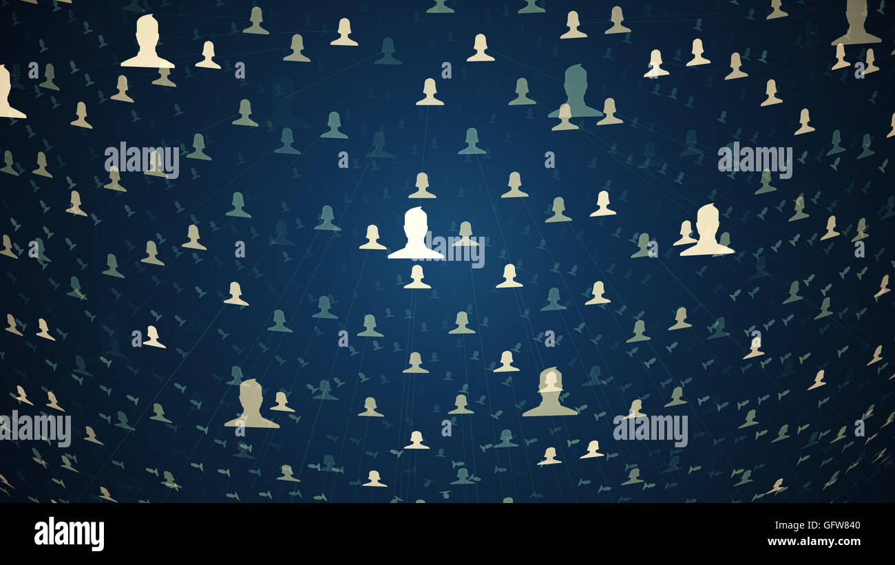 connected avatars of men and women, illustration of network for ...