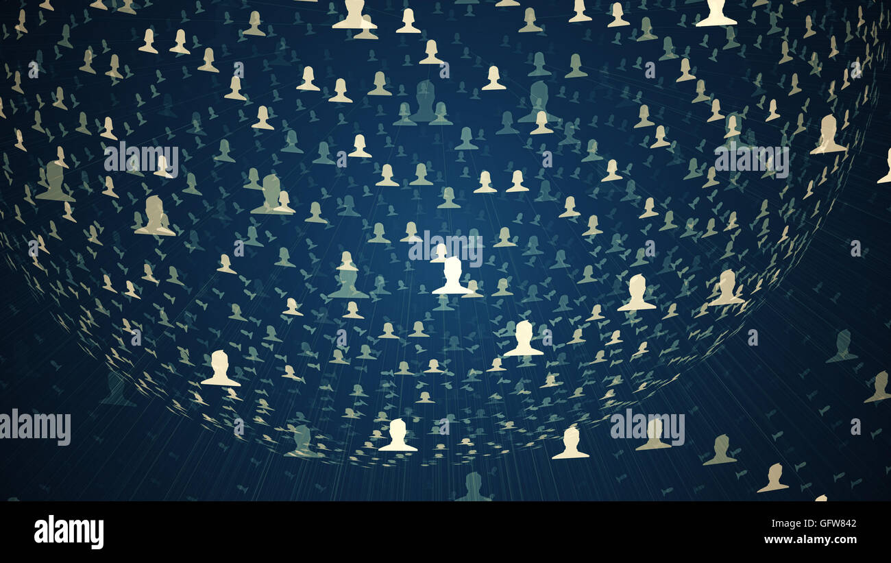 connected avatars of men and women, illustration of network for ...