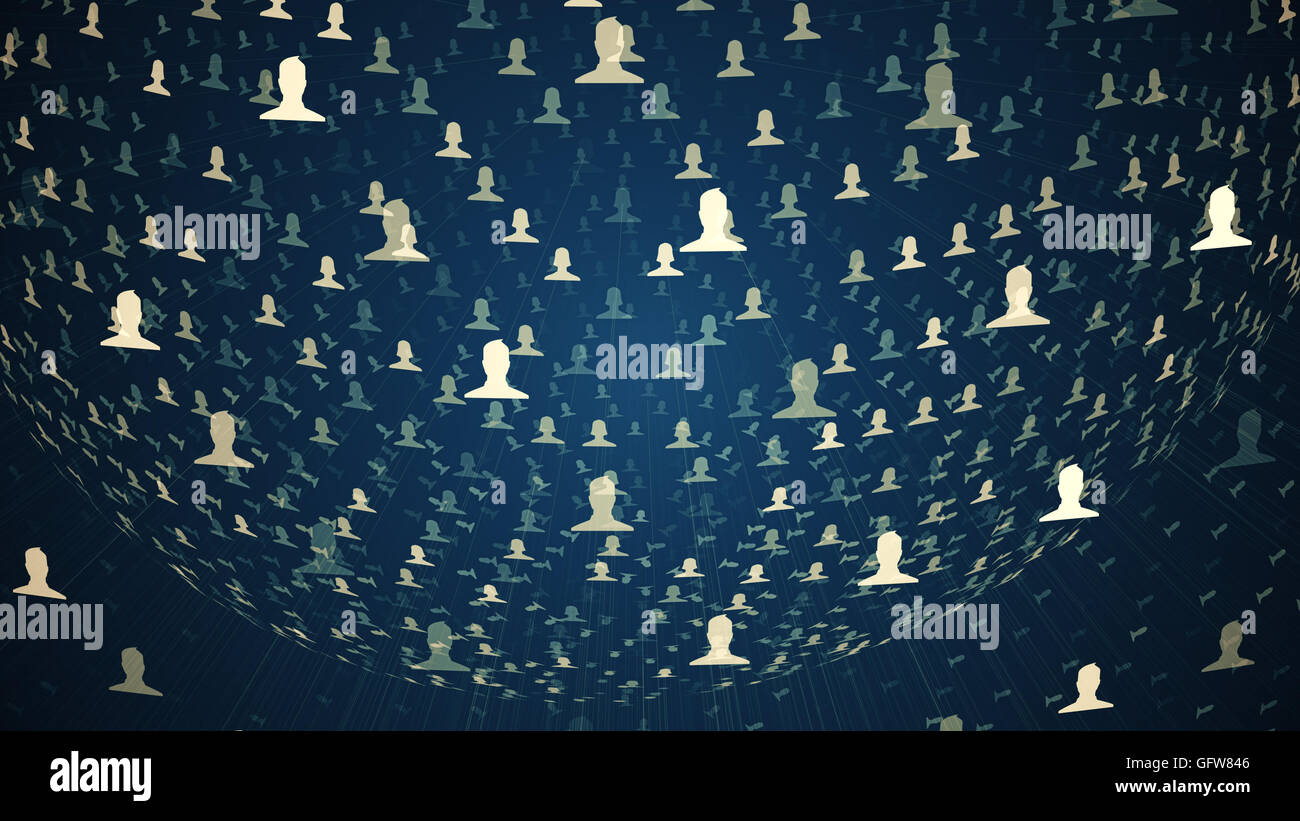 connected avatars of men and women, illustration of network for ...