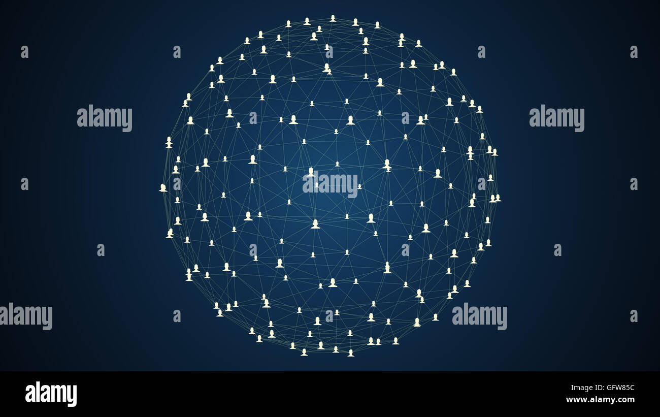 connected avatars of men and women, illustration of network for ...