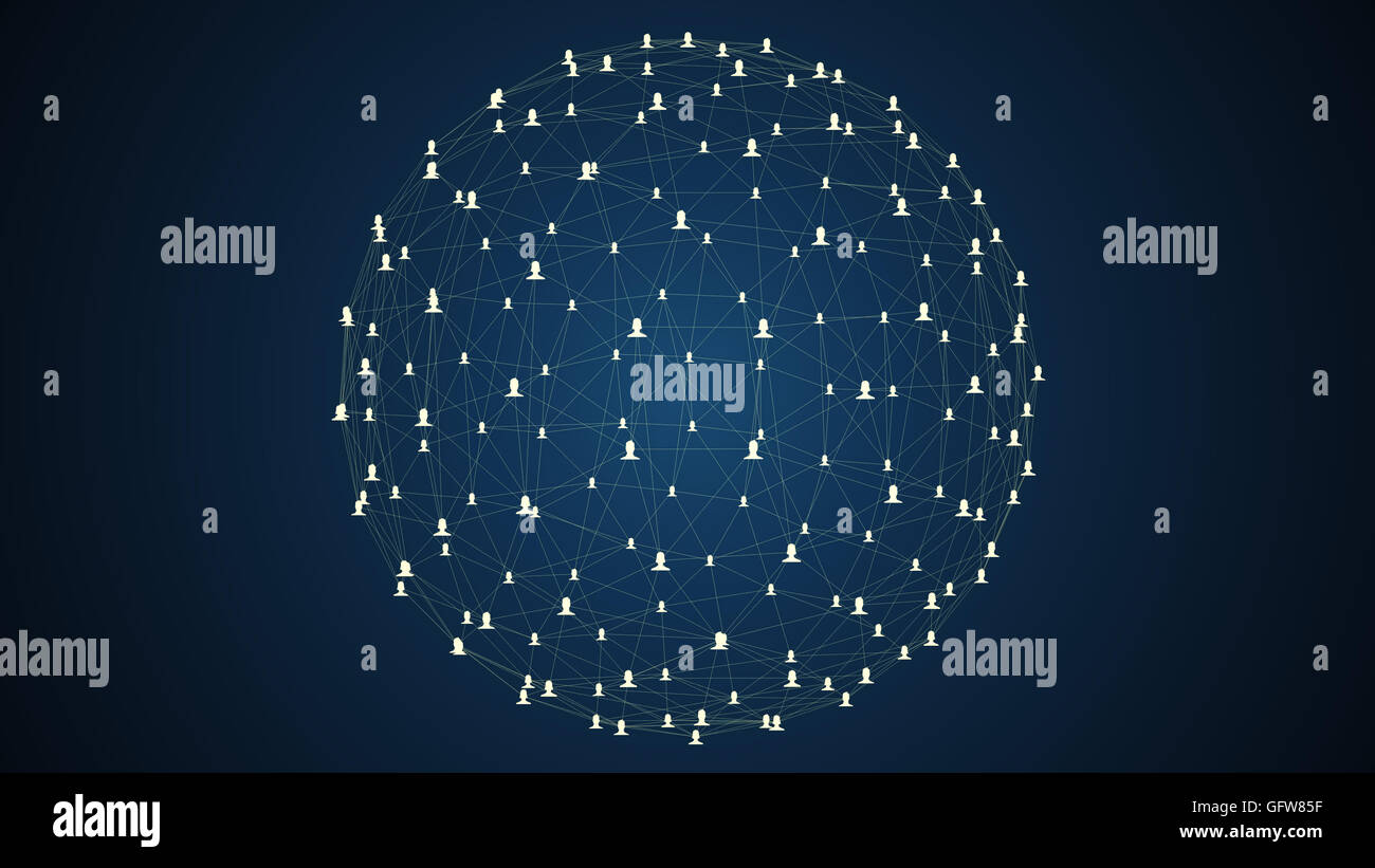 connected avatars of men and women, illustration of network for ...