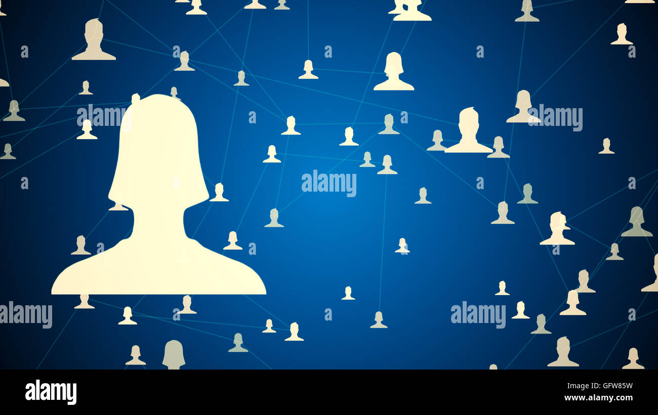 connected avatars of men and women, illustration of network for ...