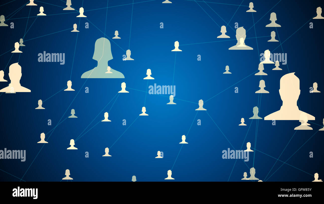 connected avatars of men and women, illustration of network for ...