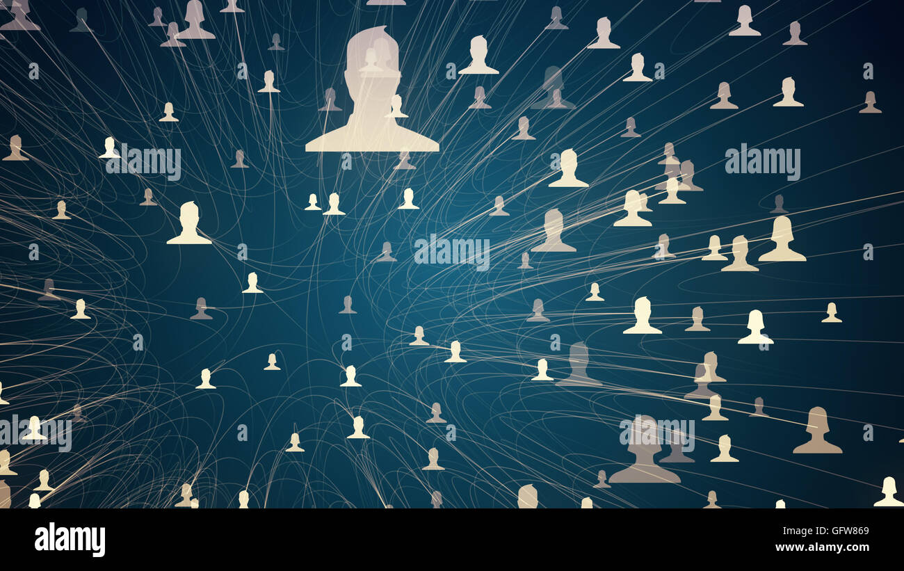 connected avatars of men and women, illustration of network for ...