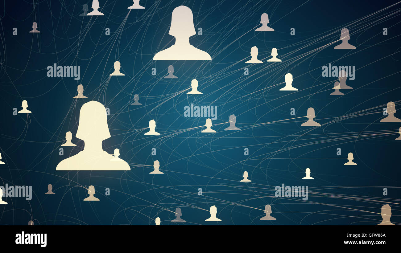 connected avatars of men and women, illustration of network for ...