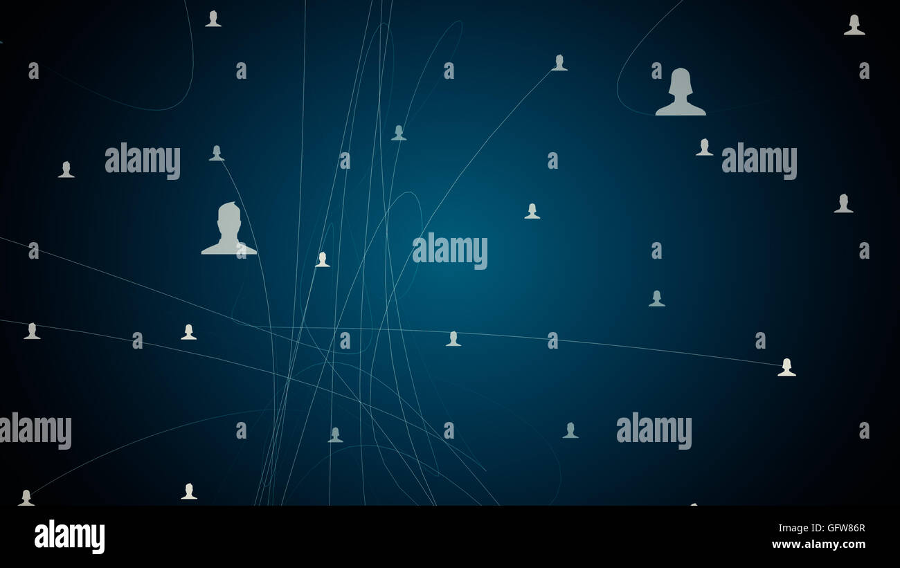 connected avatars of men and women, illustration of network for ...