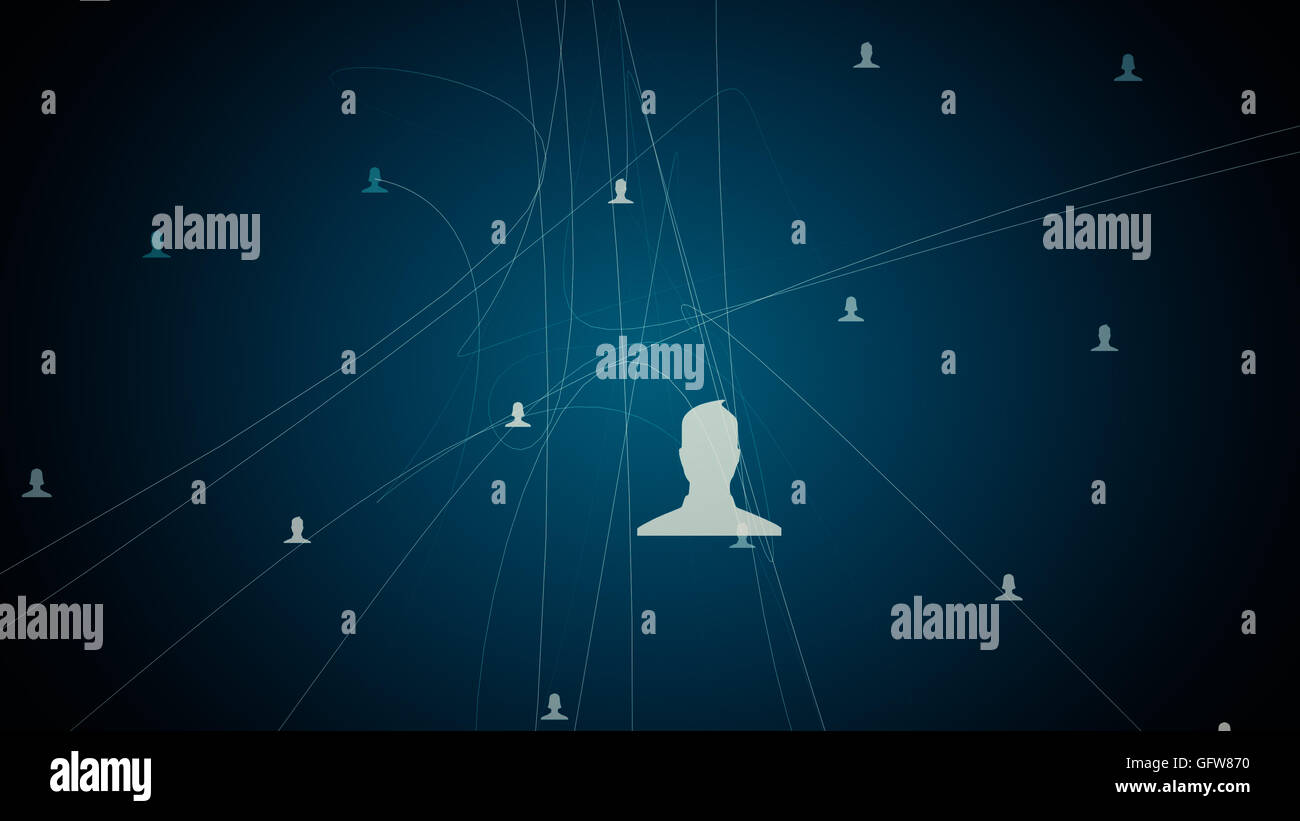 connected avatars of men and women, illustration of network for ...