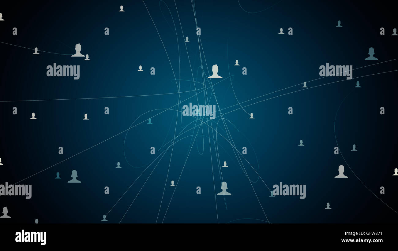 connected avatars of men and women, illustration of network for ...
