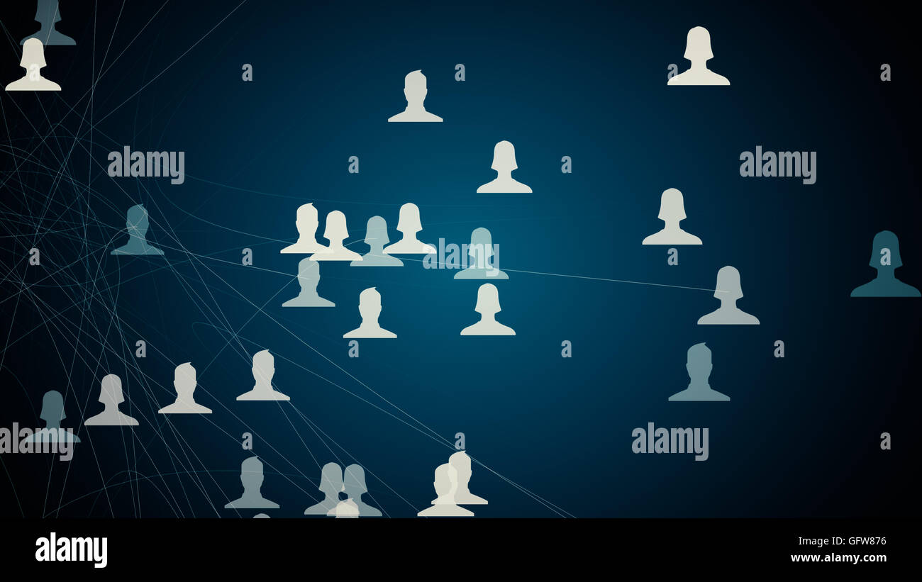 connected avatars of men and women, illustration of network for ...