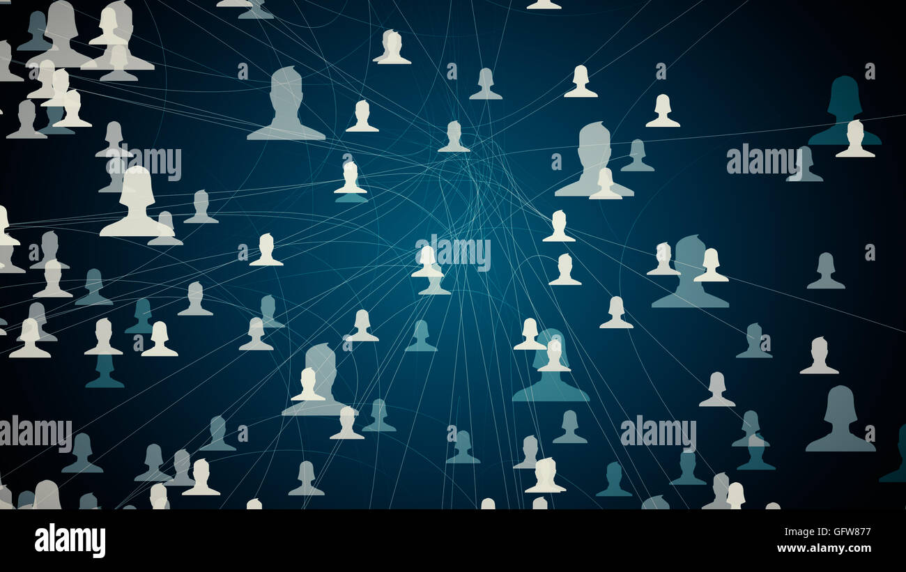 connected avatars of men and women, illustration of network for ...