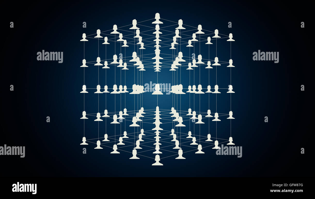 connected avatars of men and women, illustration of network for ...