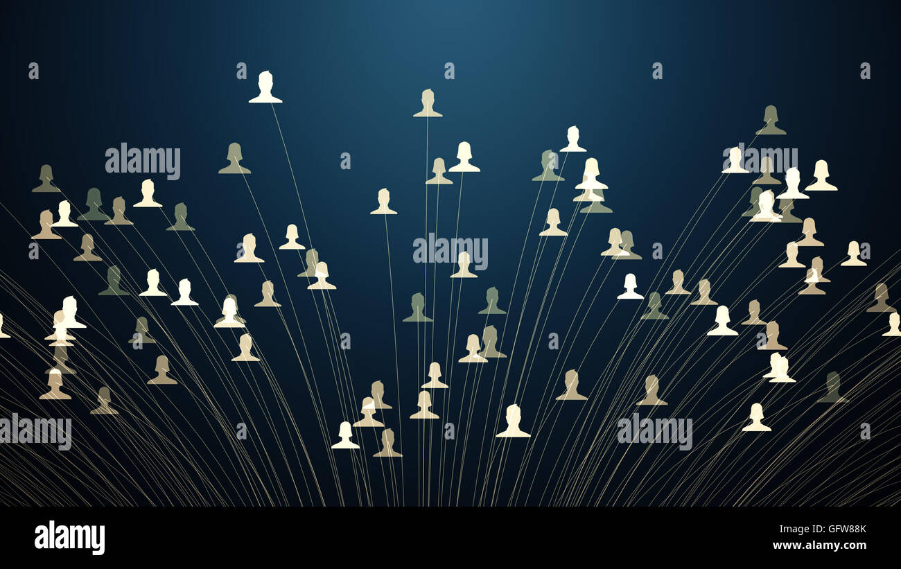 connected avatars of men and women, illustration of network for ...