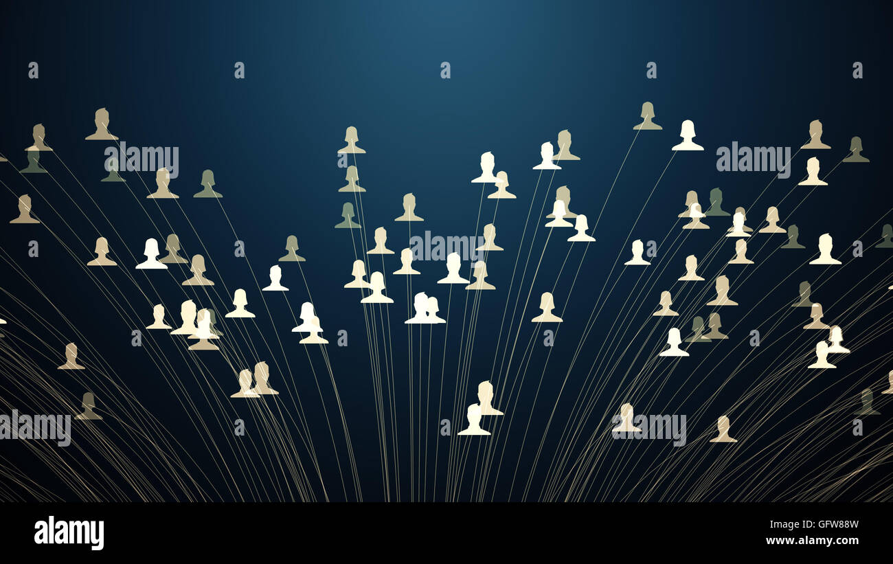 connected avatars of men and women, illustration of network for ...