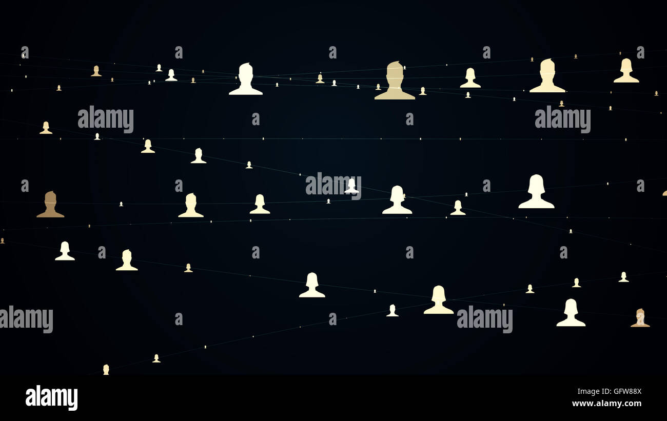connected avatars of men and women, illustration of network for ...