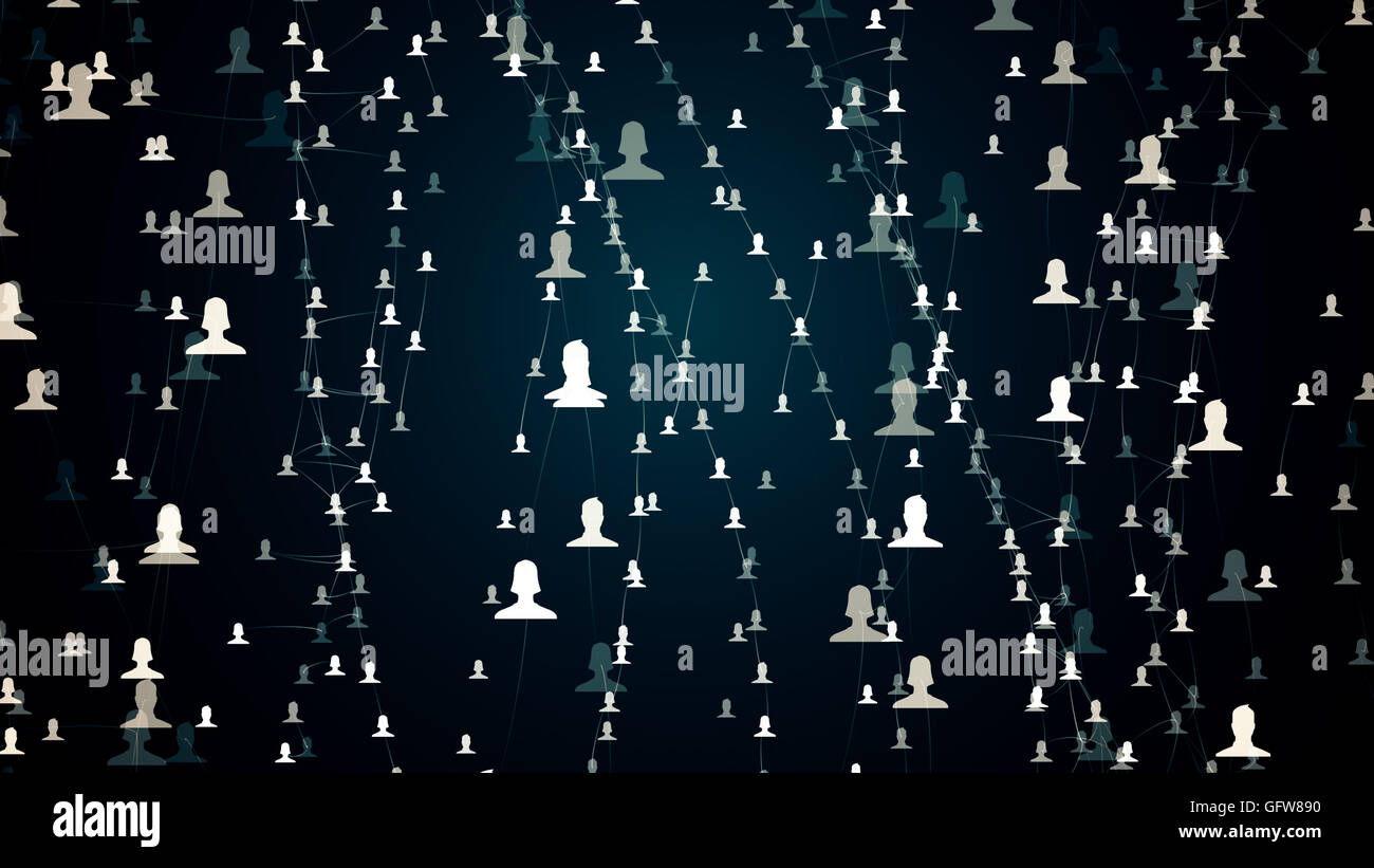 connected avatars of men and women, illustration of network for ...