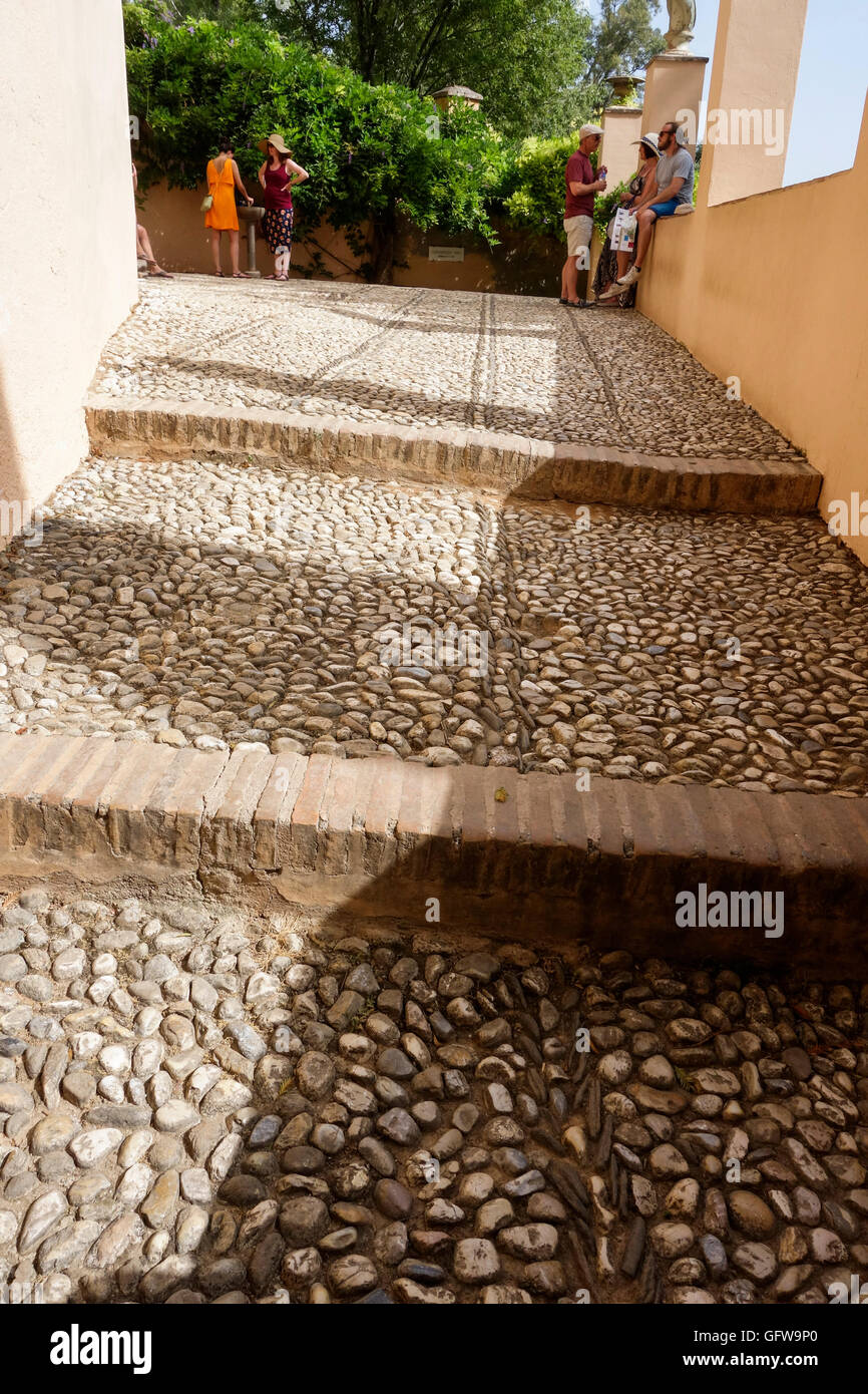 Cobbled staircase in Alhambra Palace, Generalife, Granada, Andalusia ...