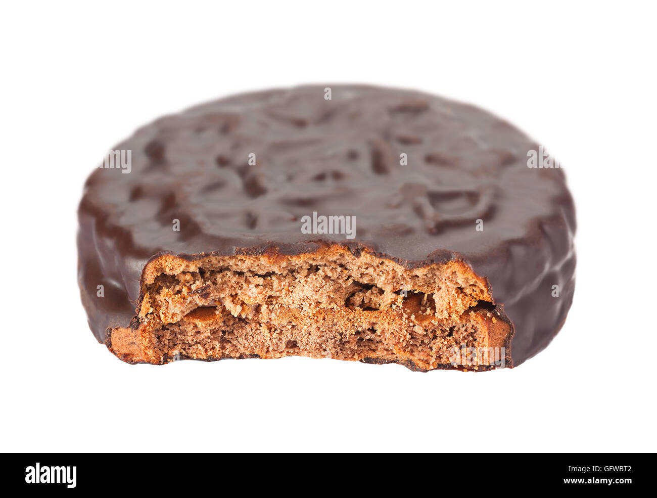 Biscuit in chocolate closeup isolated on white background Stock Photo ...