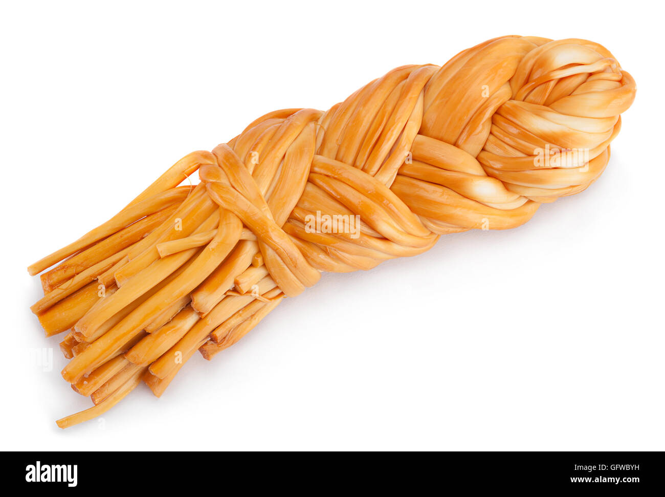 Smoked braided cheese isolated on white background Stock Photo - Alamy
