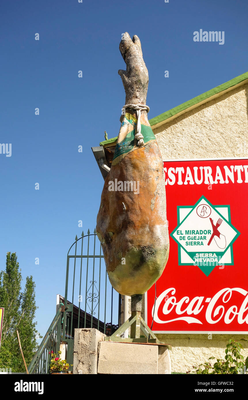 Huge Plastic Ham displayed as advertising near restaurant, Sierra ...