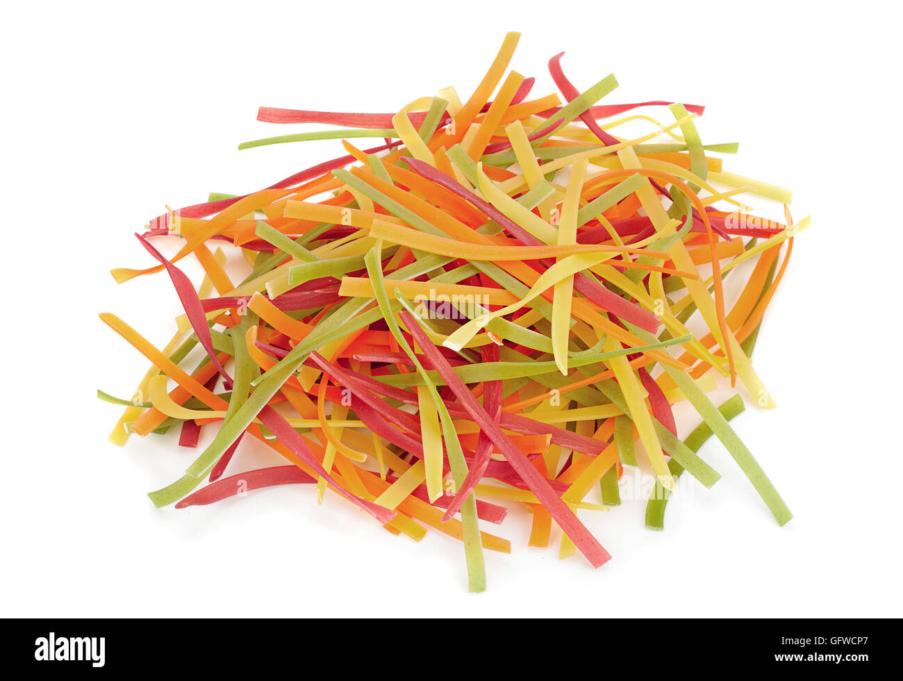 Wheat multicolored noodles isolated on white background Stock Photo - Alamy