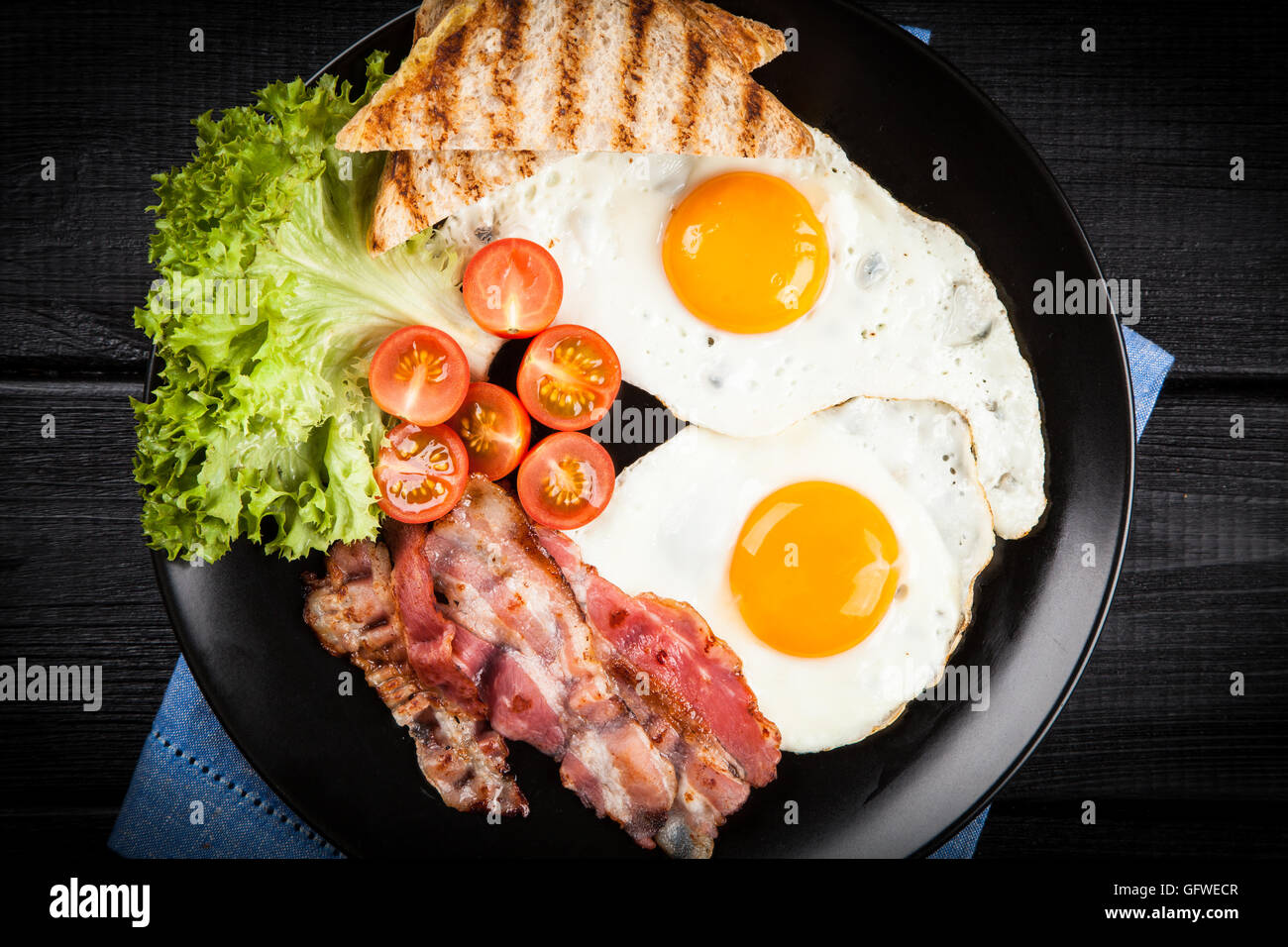 Traditional breakfast on a plate Stock Photo - Alamy