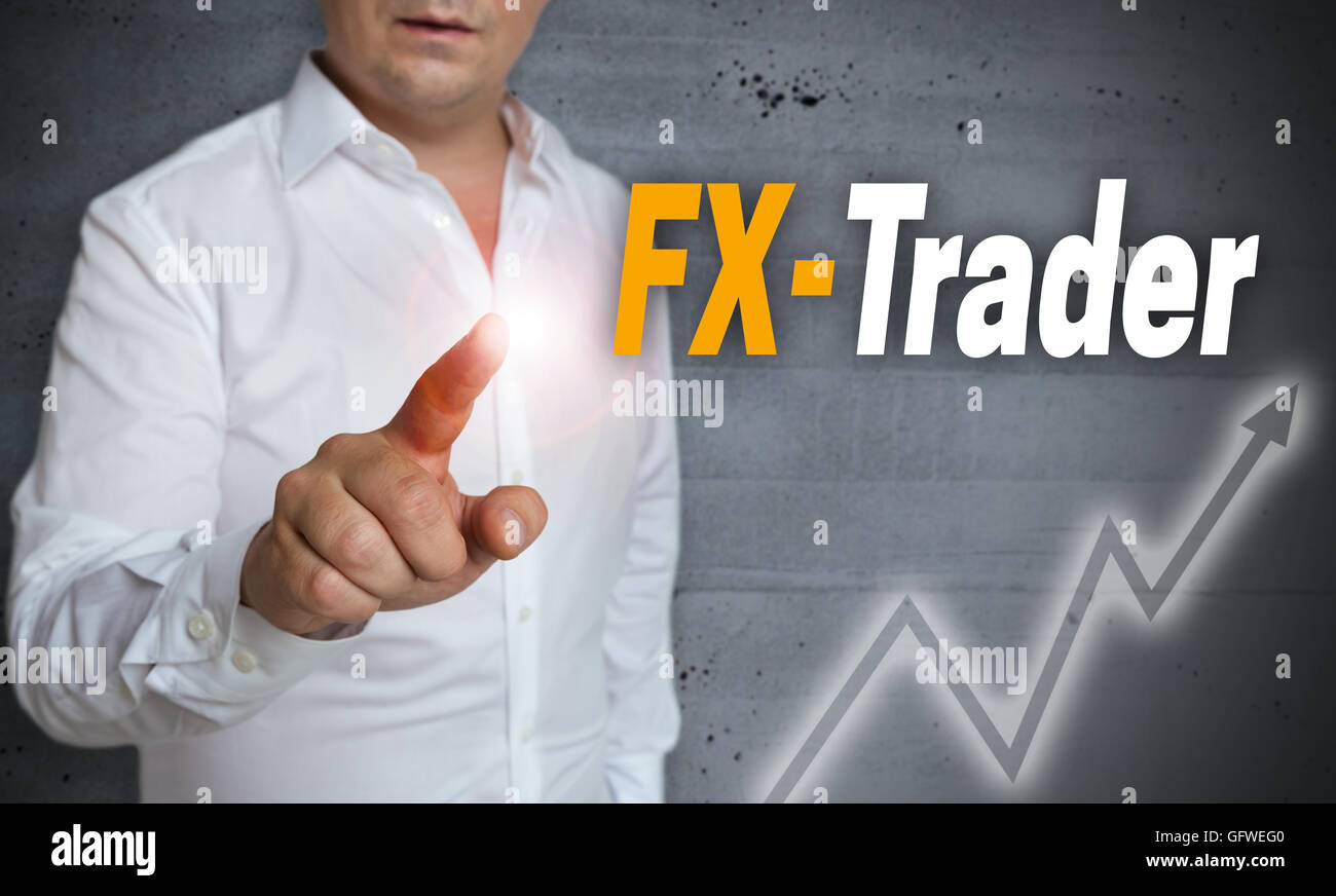 fx trader touchscreen is operated by man Stock Photo - Alamy