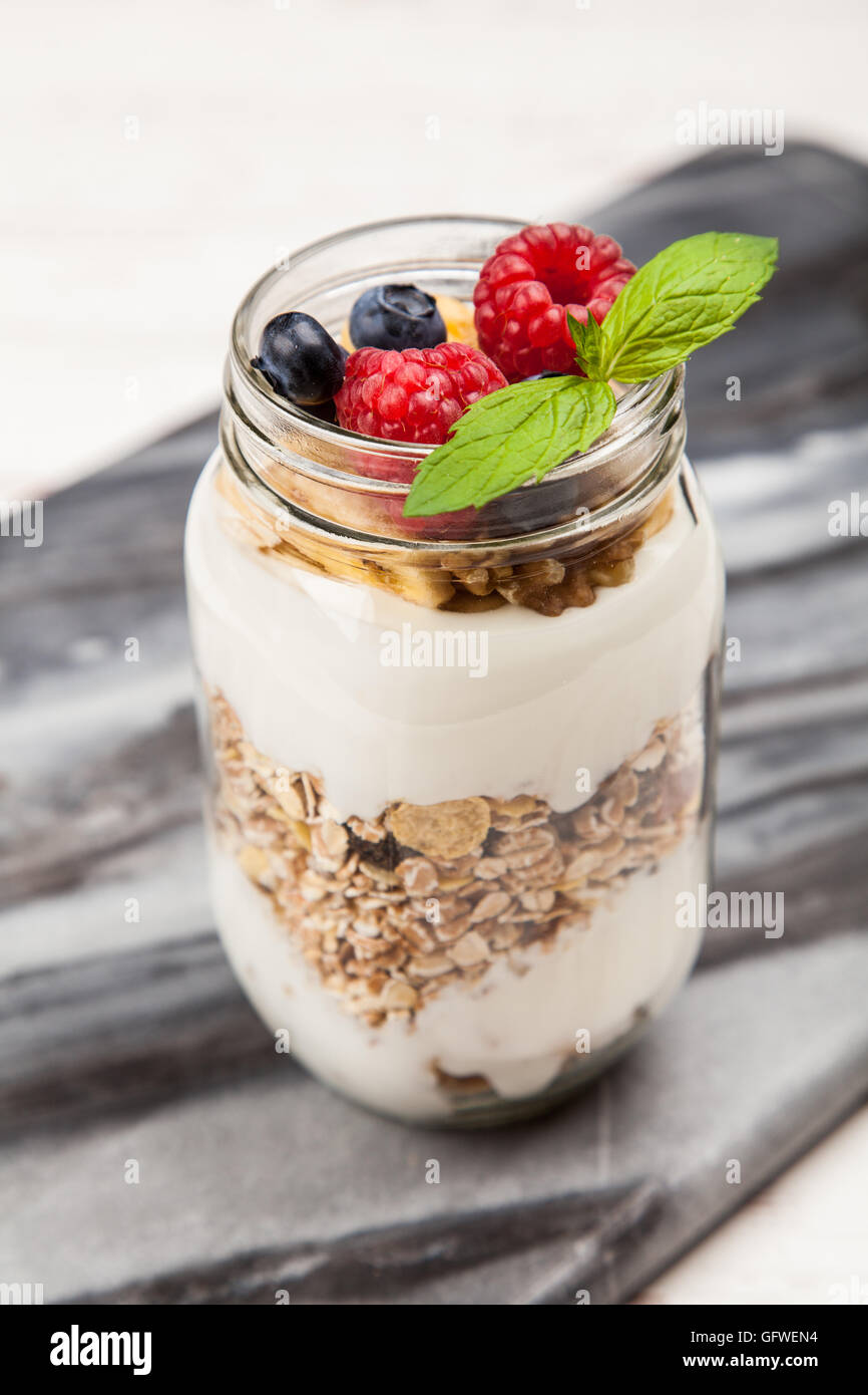 Muesli with berries dessert Stock Photo - Alamy