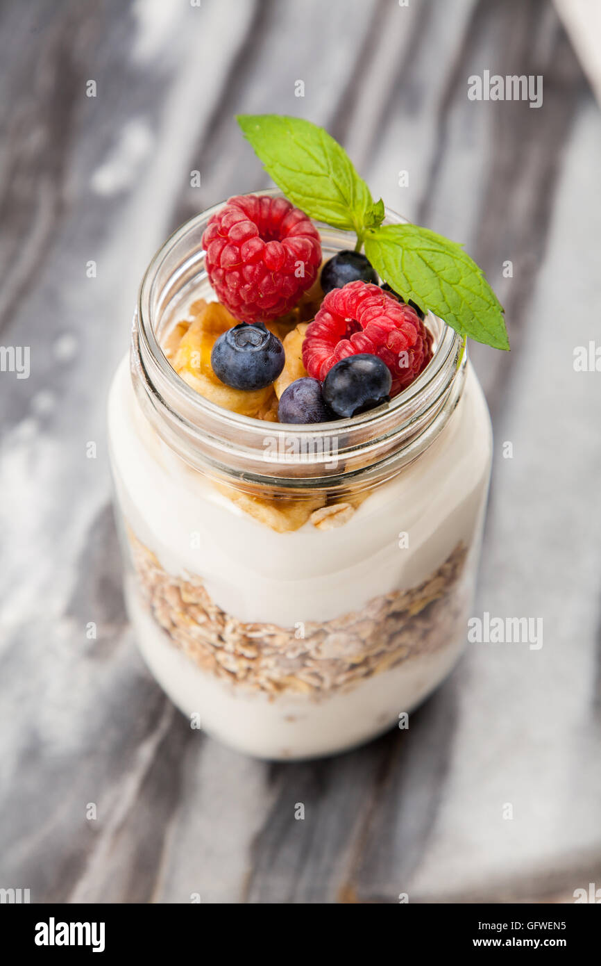 Muesli with berries dessert Stock Photo - Alamy