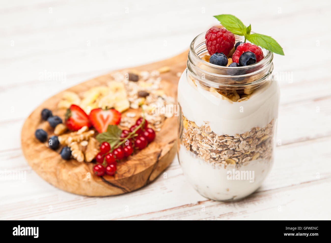 Muesli with berries dessert Stock Photo - Alamy