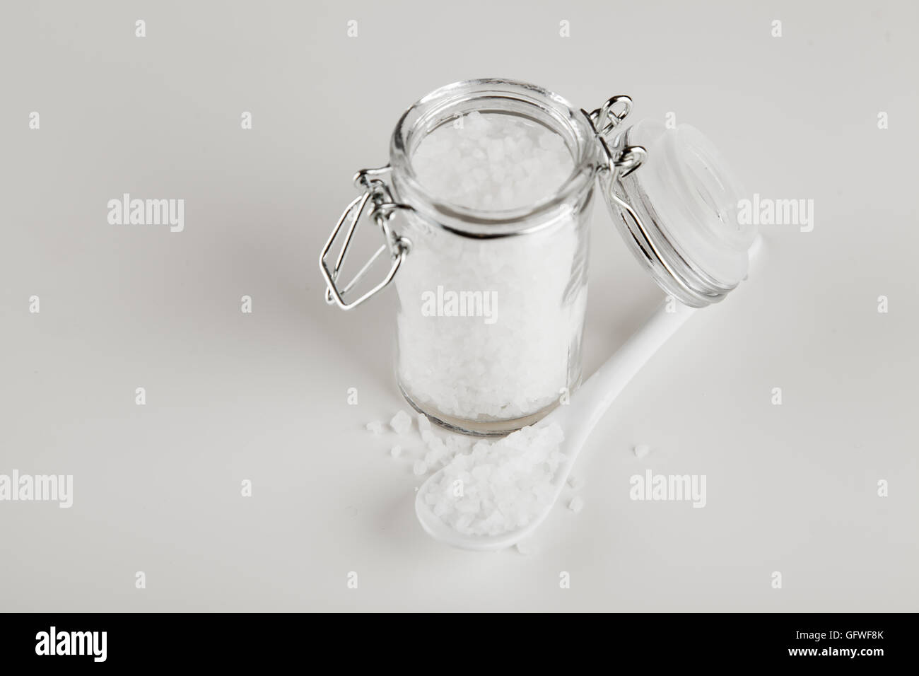 Salt in glass container Stock Photo - Alamy