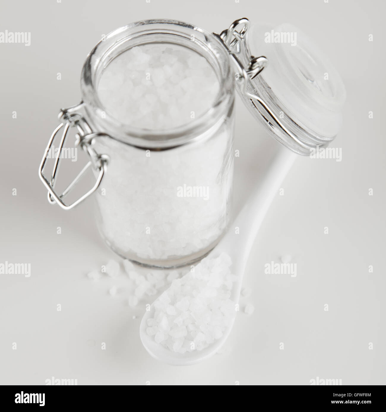 Salt in glass container Stock Photo - Alamy